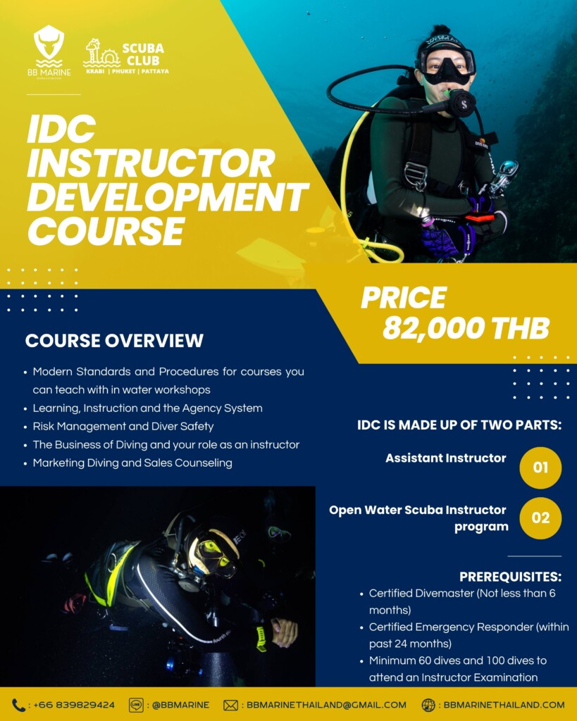 IDC Instructor development Course - BB Marine Boating and Scuba Diving คอร์สเรียนดำน้ำ เรียนขับเรือ